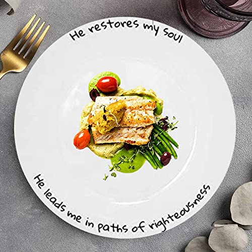 ChitChat Ware Porcelain Dinner Plates, 4Pcs White Round Dessert or Salad Plate, Serving Dishes, Dinnerware Set, Scratch Resistant My Soul Set, Microwave & Dishwasher Safe (10.5-inch)