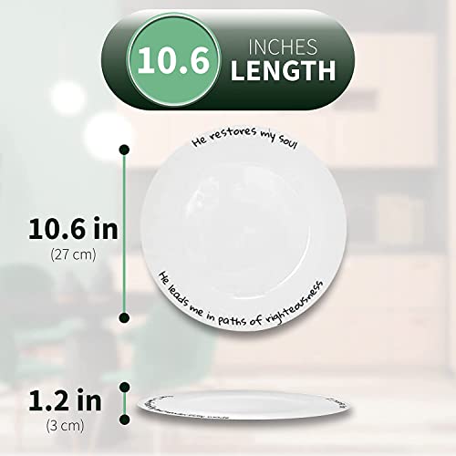 ChitChat Ware Porcelain Dinner Plates, 4Pcs White Round Dessert or Salad Plate, Serving Dishes, Dinnerware Set, Scratch Resistant My Soul Set, Microwave & Dishwasher Safe (10.5-inch)