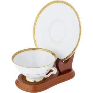 Bard's Elevated Saucer Walnut MDF Cup and Saucer Stand, 4" H x 4.25" W x 6" D, Pack of 3