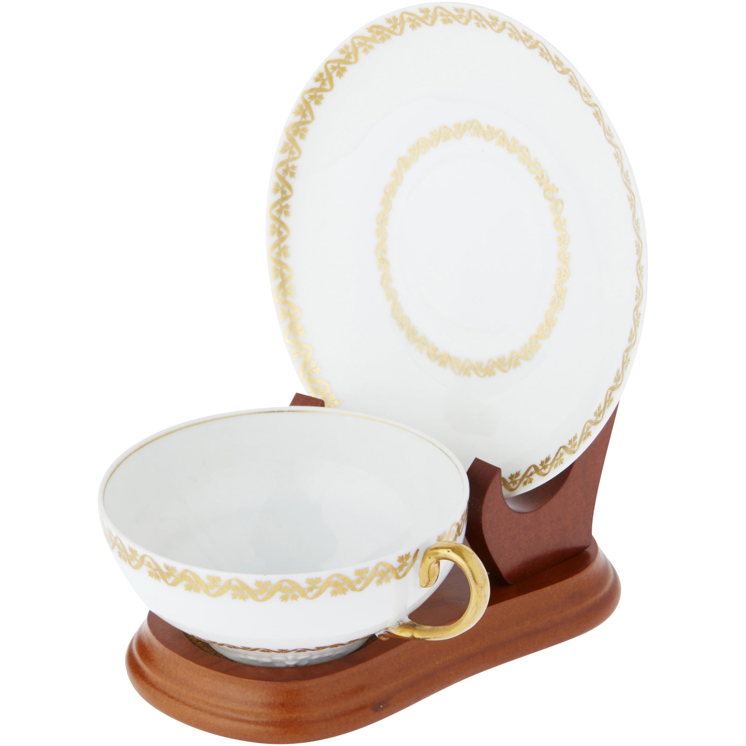 Bard's Elevated Saucer Walnut MDF Cup and Saucer Stand, 4" H x 4.25" W x 6" D, Pack of 3