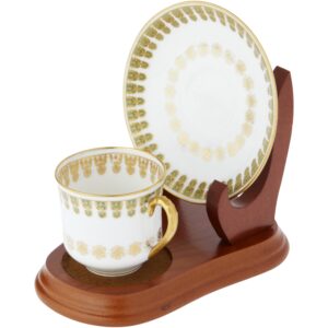 Bard's Elevated Saucer Walnut MDF Cup and Saucer Stand, 4" H x 4.25" W x 6" D, Pack of 3