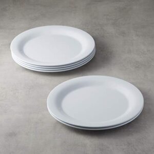 AmazonCommercial Melamine Plate, 6 Piece Set, 10.5 Inch, White