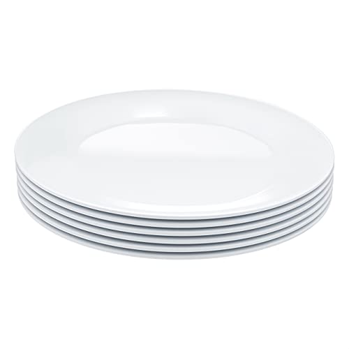 AmazonCommercial Melamine Plate, 6 Piece Set, 10.5 Inch, White