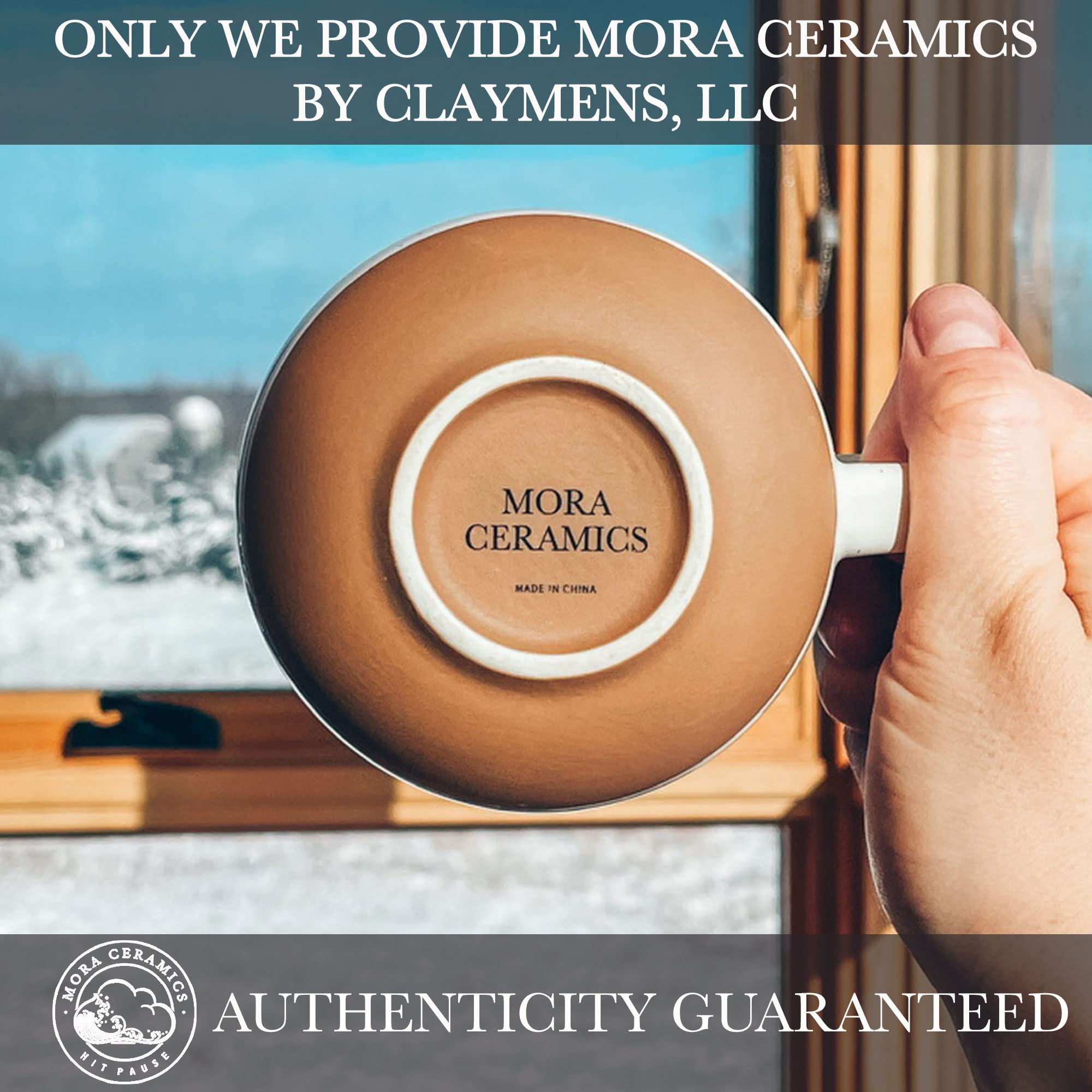 Mora Ceramics 8oz Cappuccino Mug Set of 4 - Ceramic Coffee Cups with Saucers - Microwave and Dishwasher Safe, Perfect For Tea, Espresso, Latte - Porcelain Mugs for Kitchen or Cafe - Vanilla White