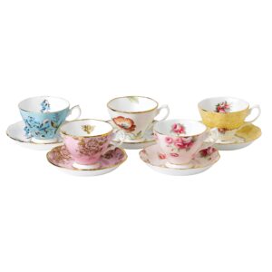 royal albert 100 years 1950-1990 5-piece teacup & saucer set