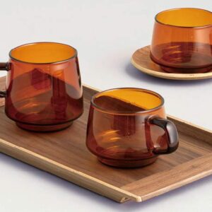 Kinto 21742 SEPIA Coffee Cup & Saucer, 9.1 fl oz (270 ml), Amber