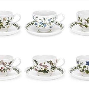 Portmeirion Botanic Garden Set of 6 Teacups & Saucers (T) (Assorted Motifs)