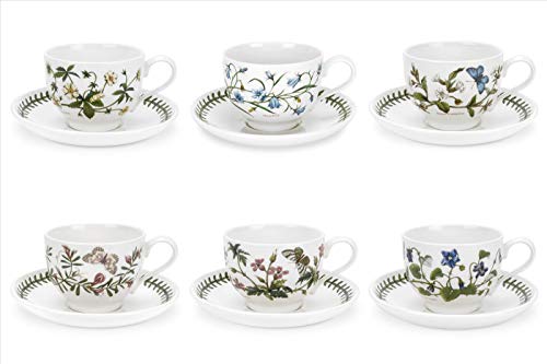 Portmeirion Botanic Garden Set of 6 Teacups & Saucers (T) (Assorted Motifs)