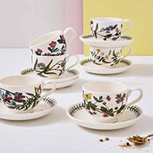 Portmeirion Botanic Garden Set of 6 Teacups & Saucers (T) (Assorted Motifs)