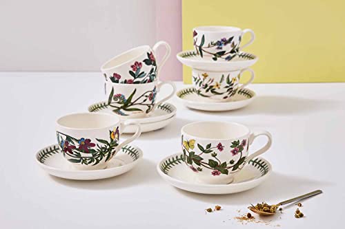 Portmeirion Botanic Garden Set of 6 Teacups & Saucers (T) (Assorted Motifs)