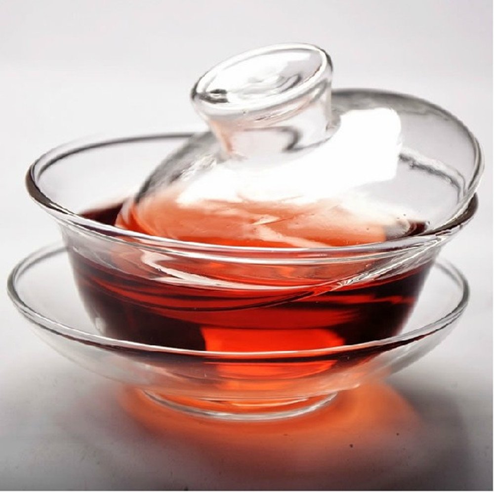 Moyishi Chinese Gaiwan Traditional Tea Cup Comprised of Cup, Saucer and Lid Sancai wan (Glass)