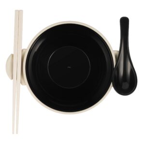 Ozeri Earth Ramen Bowl 6-Piece Set, Made from Plant-Derived and Other Natural Materials, Beige with Black