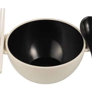 Ozeri Earth Ramen Bowl 6-Piece Set, Made from Plant-Derived and Other Natural Materials, Beige with Black