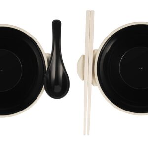 Ozeri Earth Ramen Bowl 6-Piece Set, Made from Plant-Derived and Other Natural Materials, Beige with Black