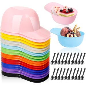 20 pcs baseball helmet ice cream snack bowl dessert cups baseball theme party supplies 8 oz mini sundae bowls baseball plates 20 pcs disposable taster dessert ice cream spoon for party birthday