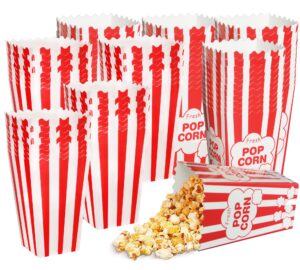 100 count mini popcorn boxes for movie night,individual candy snack containers popcorn bags for party,nostalgic red & white striped cardboard popcorn holders for carnival birthday wedding decorations