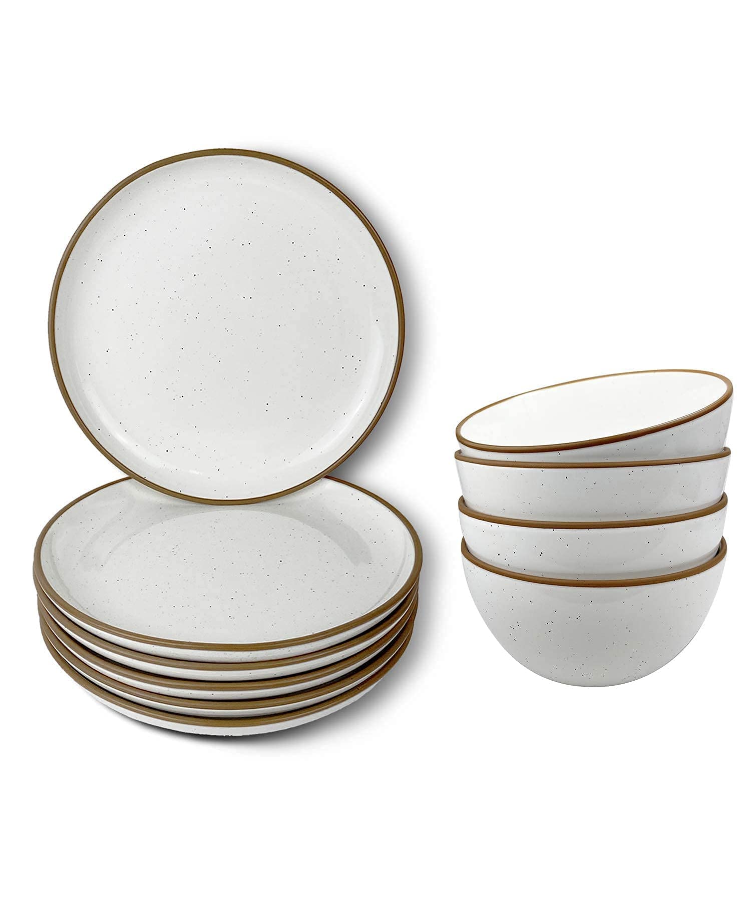 Mora Ceramic Bowls and Plates Set, Vanilla White - Cereal Bowls and Salad Plates Bundle - Dishwasher, Microwave, and Oven Safe