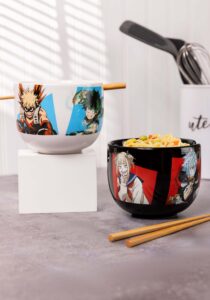 my hero academia heroes & villains ramen bowl set standard