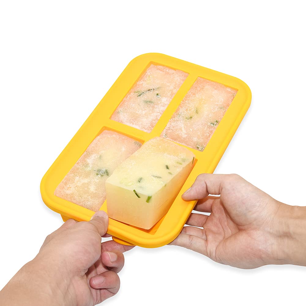 TAHOME 1-Cup Extra Large Thick Soup Silicone Freezer Box Potage Freezing Tray With Lid,for Freeze Stew,Thick Soup,Sauce -Make 8 Perfect 1-Cup Portions