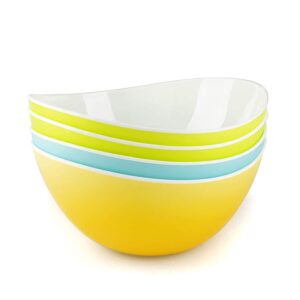 maxi nature salad bowl set of 4 - microwave, dishwasher & freezer safe - unbreakable & lightweight plastic serving bowls - use for ramen, noodles, soup, popcorn, pasta & more - large size