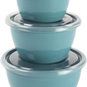 Wisconic 6-Piece Prep Bowl Set - Premium Plastic, Durable Kitchenware, Dishwasher Safe - Made in the USA - Light Teal