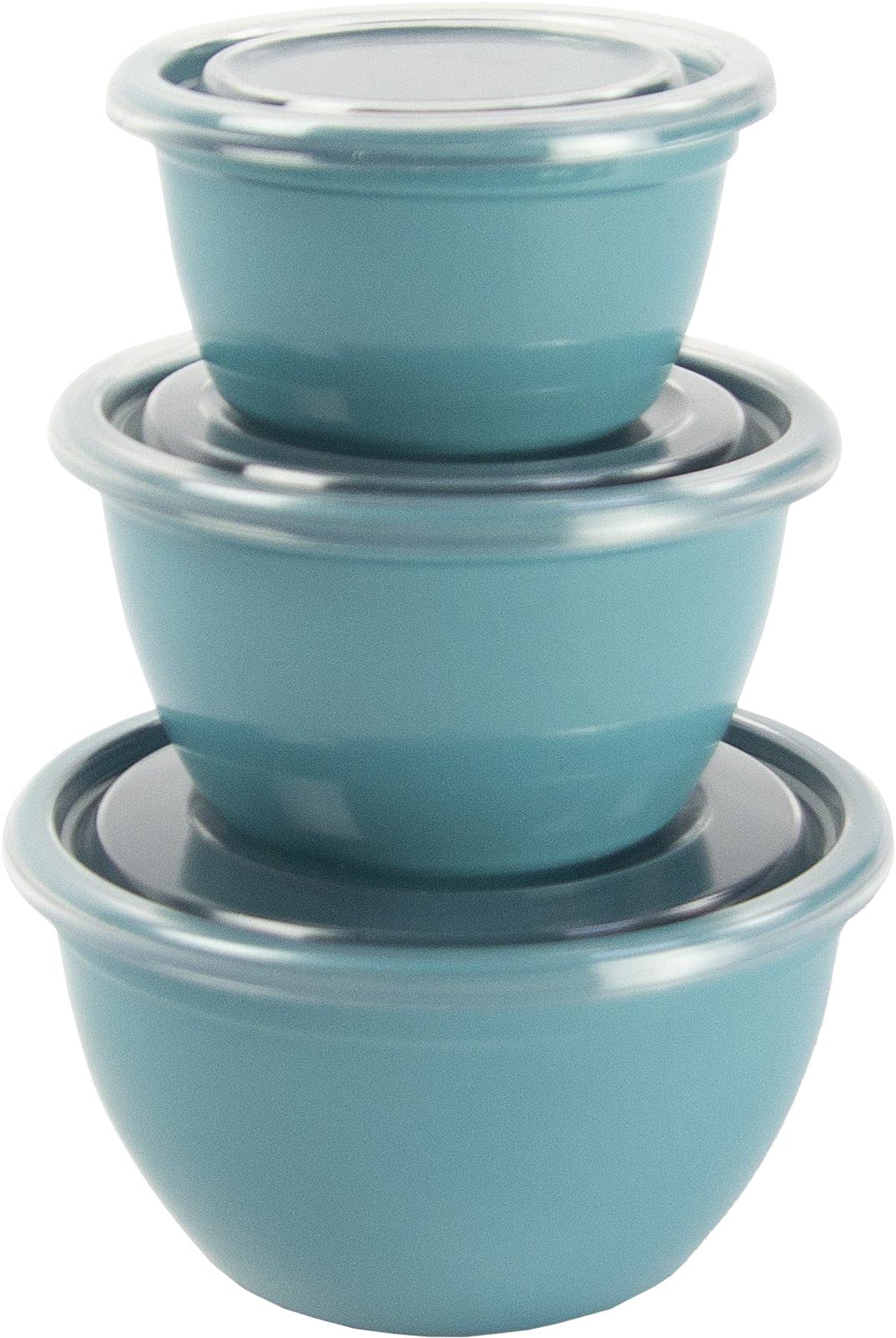 Wisconic 6-Piece Prep Bowl Set - Premium Plastic, Durable Kitchenware, Dishwasher Safe - Made in the USA - Light Teal