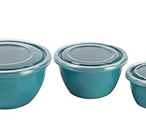 Wisconic 6-Piece Prep Bowl Set - Premium Plastic, Durable Kitchenware, Dishwasher Safe - Made in the USA - Light Teal