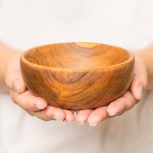 Rainforest Bowls Set of 4 Javanese Teak Wood Mini Dipping Bowls - 4" Diameter- Perfect for Daily Use, Hot & Cold Friendly, Ultra-Durable- Premium Wooden Bowls- Handcrafted by Indonesian Artisans