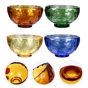 BESPORTBLE 4pcs Crystal Holy Water Bowl Buddhist Tibetan Water Offering Bowl Religion Container Glass Buddha Cup Mini Votive Tealight Holder for Yoga Meditation Altar Supply