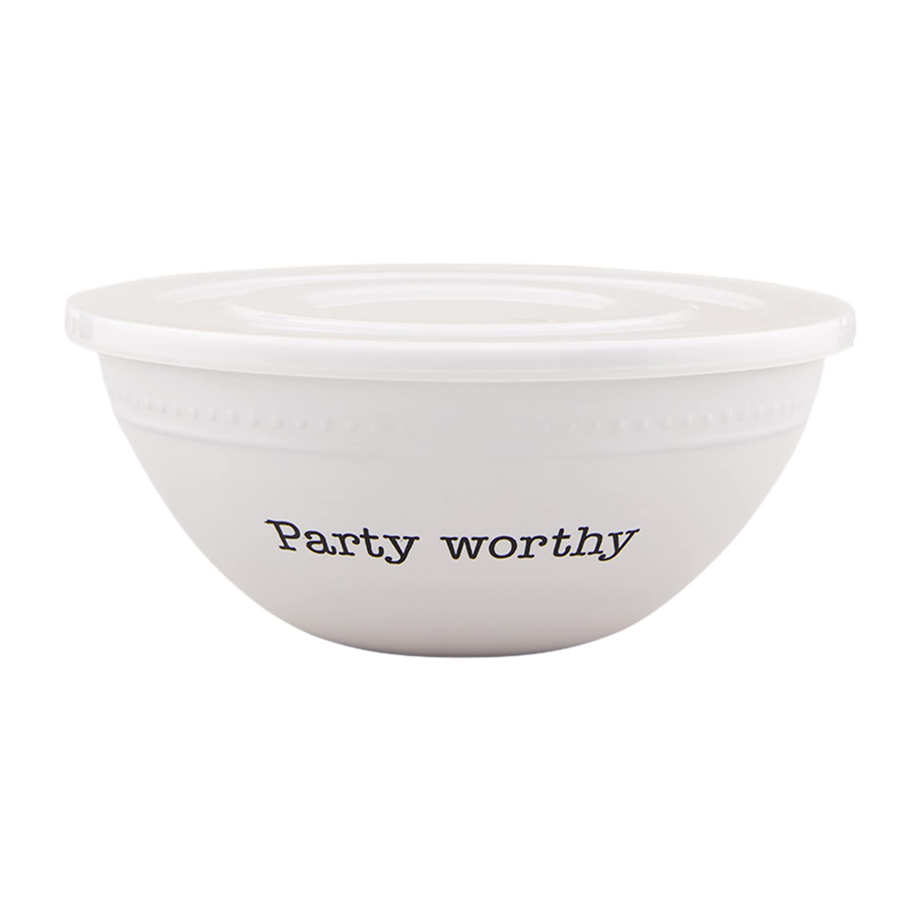 Mud Pie Melamine Bowl with Lid Set, White, 4.25" x 8.25" dia