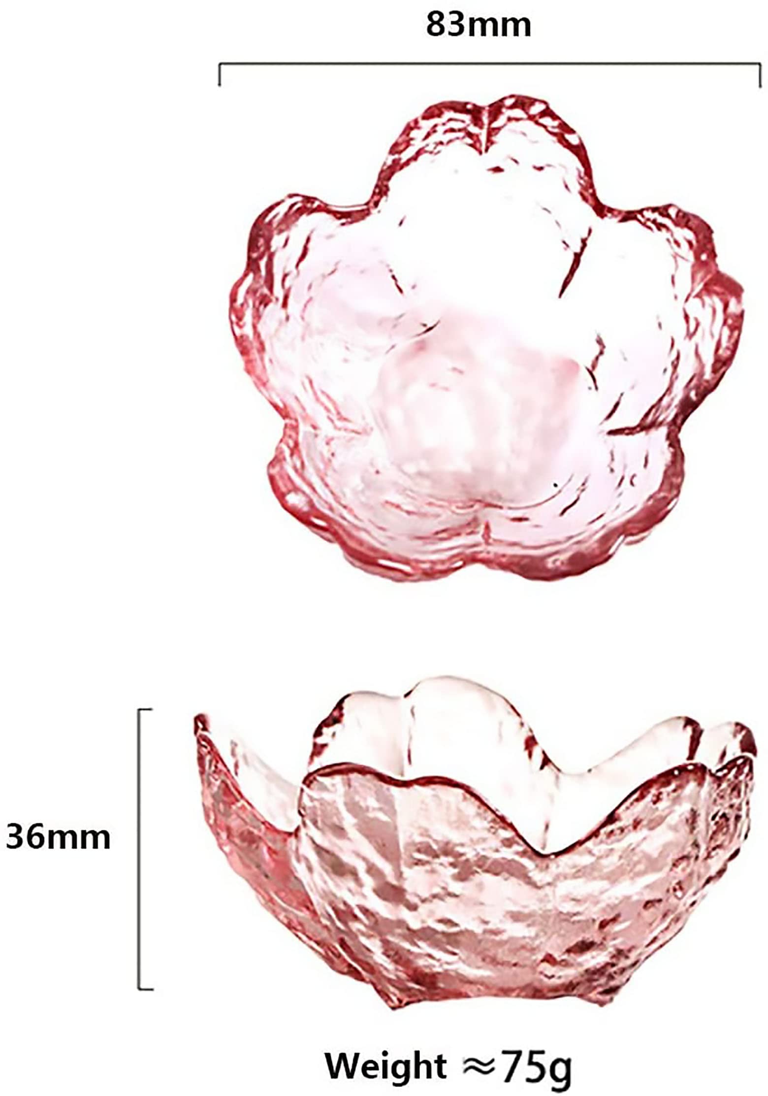 Glass Seasoning Dishes, 6 pcs Cherry-Blossom Tea Bag Holders,Pink Flower Snack Dip Bowls,Sakura Shaped Sushi Sauce Dishes Candle Holders,Glass Sakura Shape Small Seasoning Dishes Dipping Bowls…