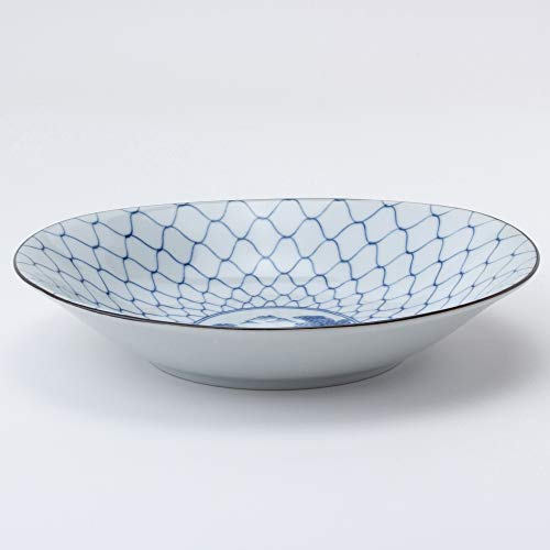 西海陶器(Saikaitoki) Saikai Pottery 31302 Oval Anti-Potted Indigo, Pictorial Changing, Presentation Box, Made in Japan, 8.7 x 7.9 inches (22 x 20 cm), Set of 5