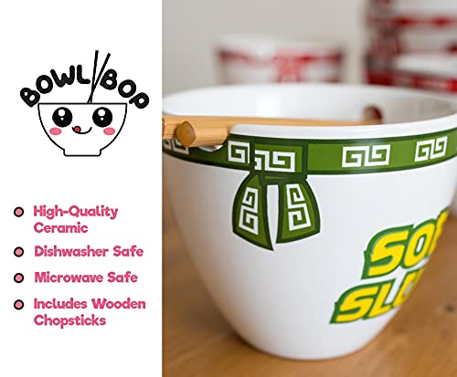 Bowl Bop Soba Slurp Japanese Dinnerware Set | 16-Ounce Ramen Bowl, Chopsticks