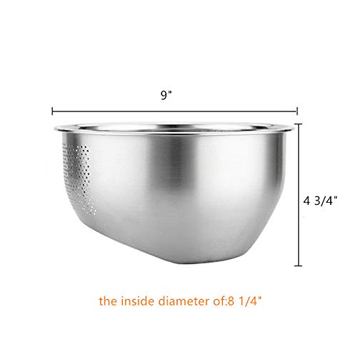 YUDONG Stainless Steel Rice Washing Bowl,With Side Drainer Stainless Steel Large Capacity Fruit Vegetables Practical Washing Bowl Kitchen Supplies Rice Sieve Durable