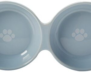 PetRageous 91431 Wubbys Duo Diner Stoneware Bowl 10-Inch Wide and 1.5-Inch Tall Bowl with 1-Cup Capacity Each Bowl and Dishwasher and Microwave Safe for Extra Small Dogs and Cats, Blue