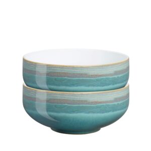 denby 124048807 azure coast 2 piece cereal bowl set, porcelain