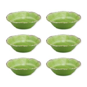 upware melamine dinner bowl set of 6, bpa-free dishwasher safe round bowls, dinnerware kitchen bowls for pasta, rice, soup, and salad, 7 inch bowls (crackle, green)