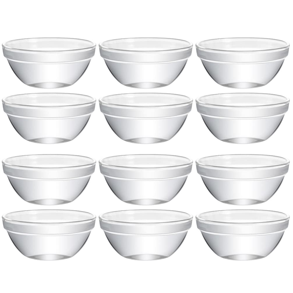 DOITOOL Set of 12 Glass Bowls, 2. 3 x 1. 1 Inch Mini Prep Bowls Stackable Glass Serving Bowls for Kitchen Prep, Dessert, Dips, Salad, Candy Dishes