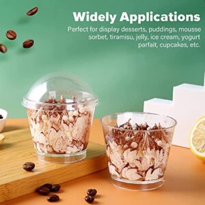 mwellewm Dessert Cups 50 Count with Dome Lids and Spoons, Mini Parfait Cups Appetizer Cups Serving Bowl for Party Desserts Pudding, Ice Cream, Yogurt, Fruit