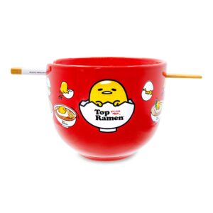 sanrio gudetama x nissin top ramen 20-ounce noodle bowl and chopstick set