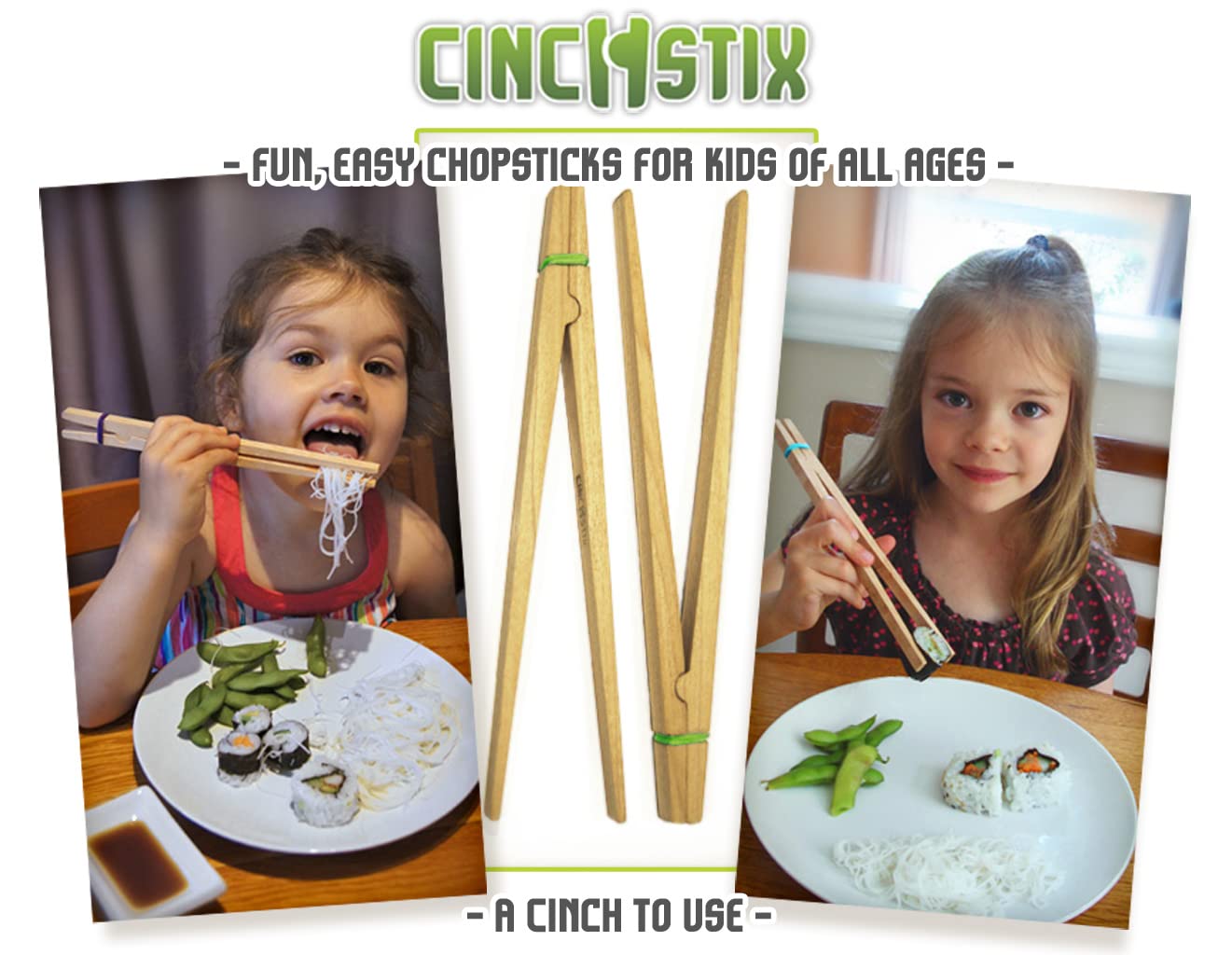 Kids Chopsticks, training, learning, helper, CinchStix Black Walnut - Fun, Easy Chopsticks, 2pair