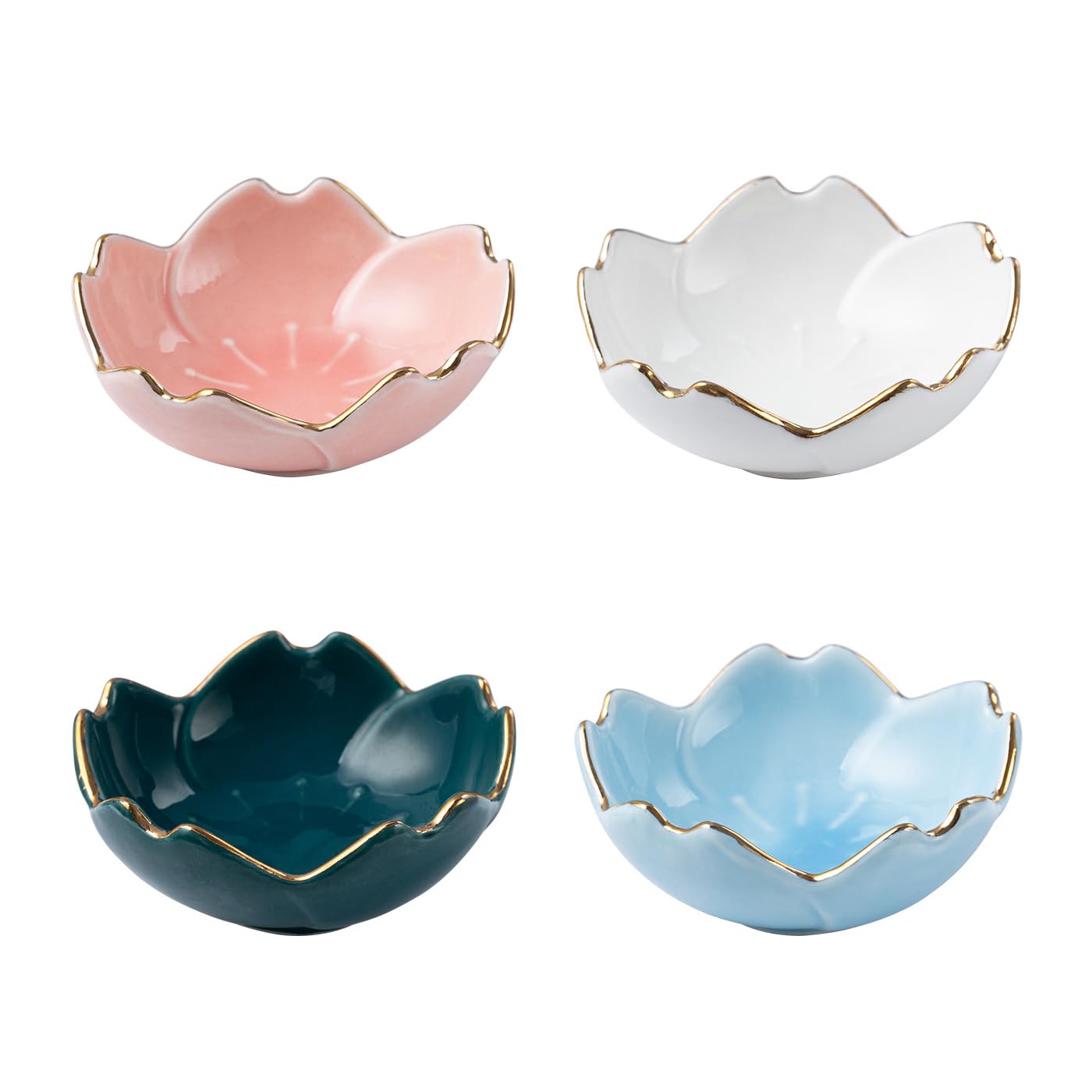 4Pack Sakura Sauce Dishes Set, 4 Colors Cherry Flower Ceramic Appetizer Plates Dipping Bowls Tasting Dishes Serving Dish Seasoning Saucers Bowl Little Bowls Ice Cream Snack Sushi Soy Condiment Dish