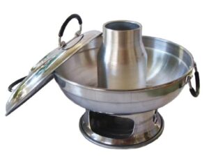 tom yum or soup heated serving pot soup bowl polished aluminum