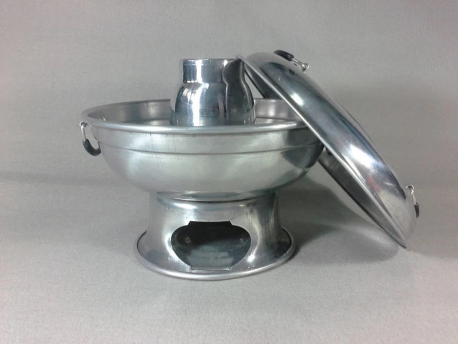 Tom Yum or Soup Heated Serving Pot Soup Bowl Polished Aluminum