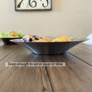 Saltlas Stainless Steel Plate Bowl, 9.25" Wide Salad Bowls, Set of 3, Perfect for Salad, Pasta, Snack, Chip, Fruit and Dessert