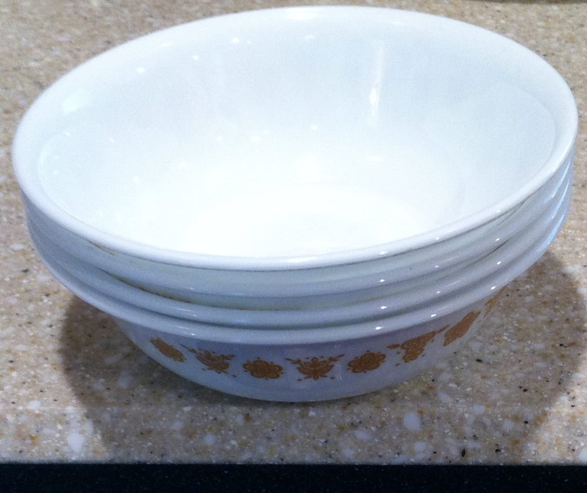 Corning Corelle Butterfly Gold Soup/Salad Bowls - Four (4) Bowls