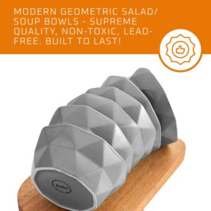 Geometric Ceramic Microwavable Bowls -Oven To Table Bakeware Bowls - Elagent Matte Serving Bowls for Soup, Cereal, Salads, Pasta, Dessert/Snack| Pasta Bowls Set Of 6 | Ramen Bowl (5.3 Inch, Grey)