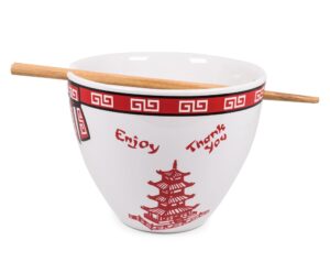 bowl bop chinese takeout box dinnerware set | 16-ounce ramen bowl, chopsticks