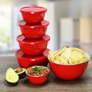 Calypso Basics by Reston Lloyd 12-Piece Enamel on Steel Bowl Set with Airtight Lids, Red