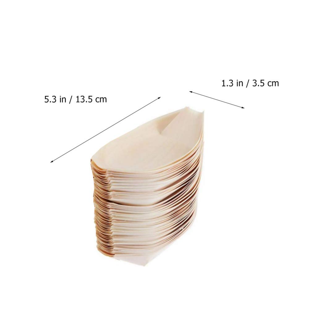 Hemoton 150 Pcs Sushi Boat Wood Serving Boats Small Plates Wooden Food Boat Banana Leaf Plates Wooden Plates Sashimi Plate Disposable Plates Disposable Food Containers Delicatessen Snack